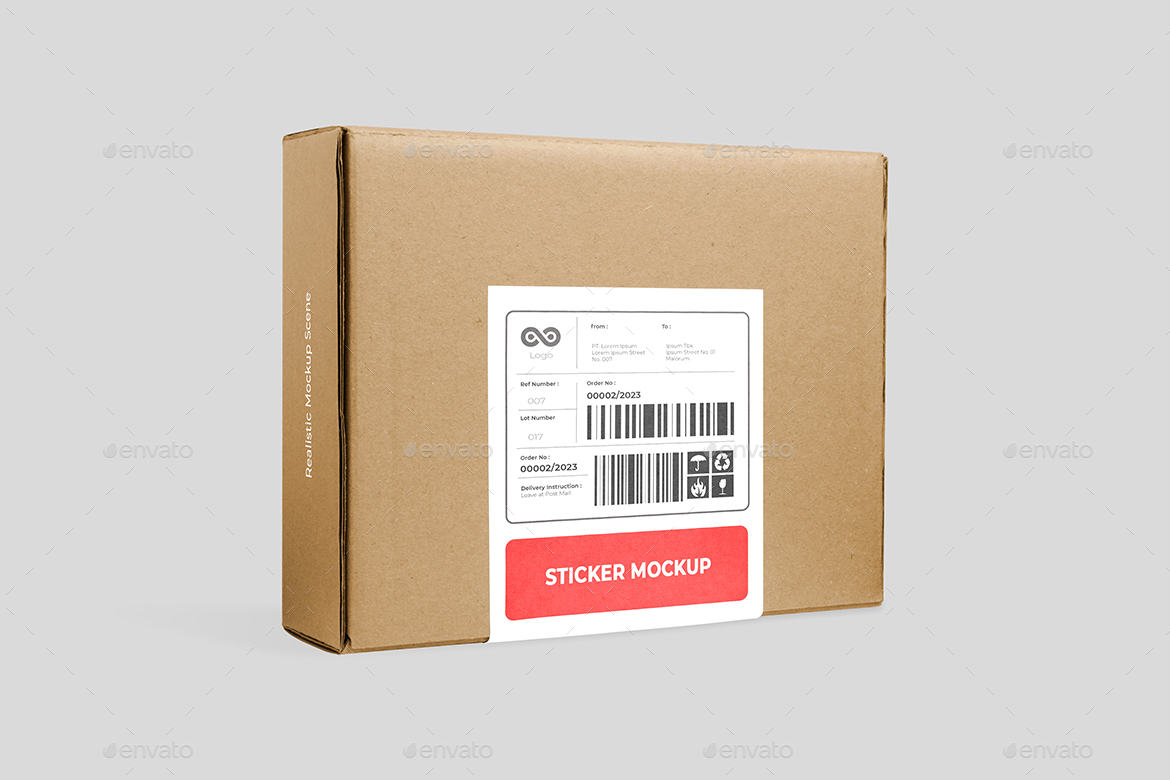 Cardboard box With Sticker Label by gungunawan_ | GraphicRiver
