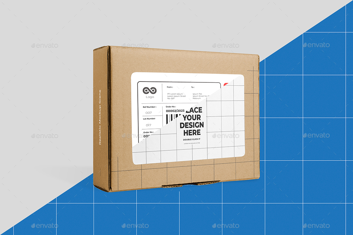 Cardboard box With Sticker Label, Graphics | GraphicRiver