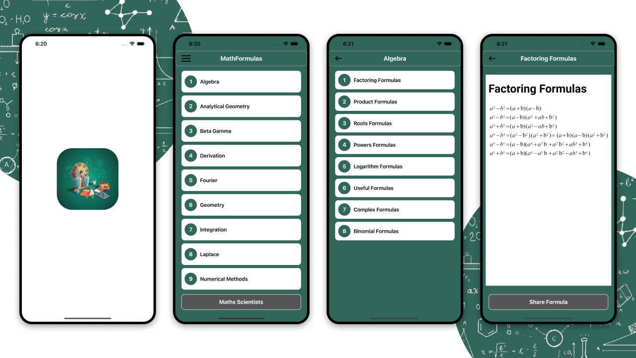 MathFormulas - iOS App - Mathematics Formulas - Maths Scientists ...