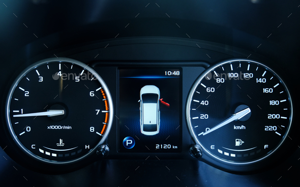 Car dashboard with door open sign Stock Photo by najmi1990 | PhotoDune