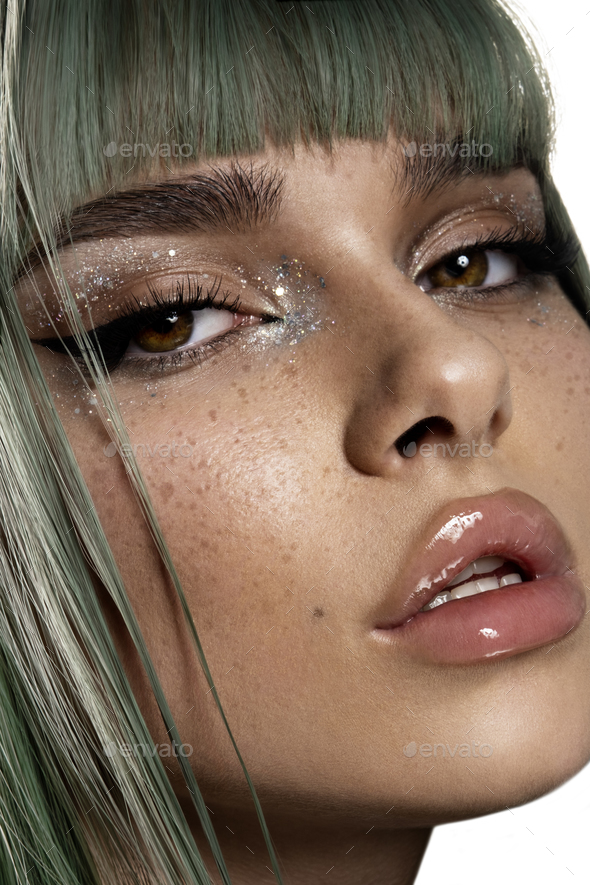 Beauty Fashion Model Girl with Colorful Dyed Hair. Girl with perfect ...