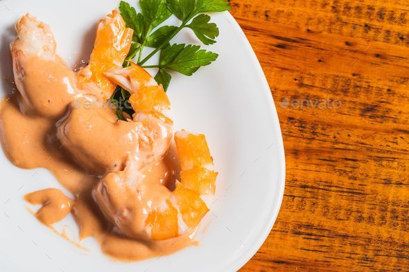 food seafood prawns with pink sauce Stock Photo by wirestock | PhotoDune