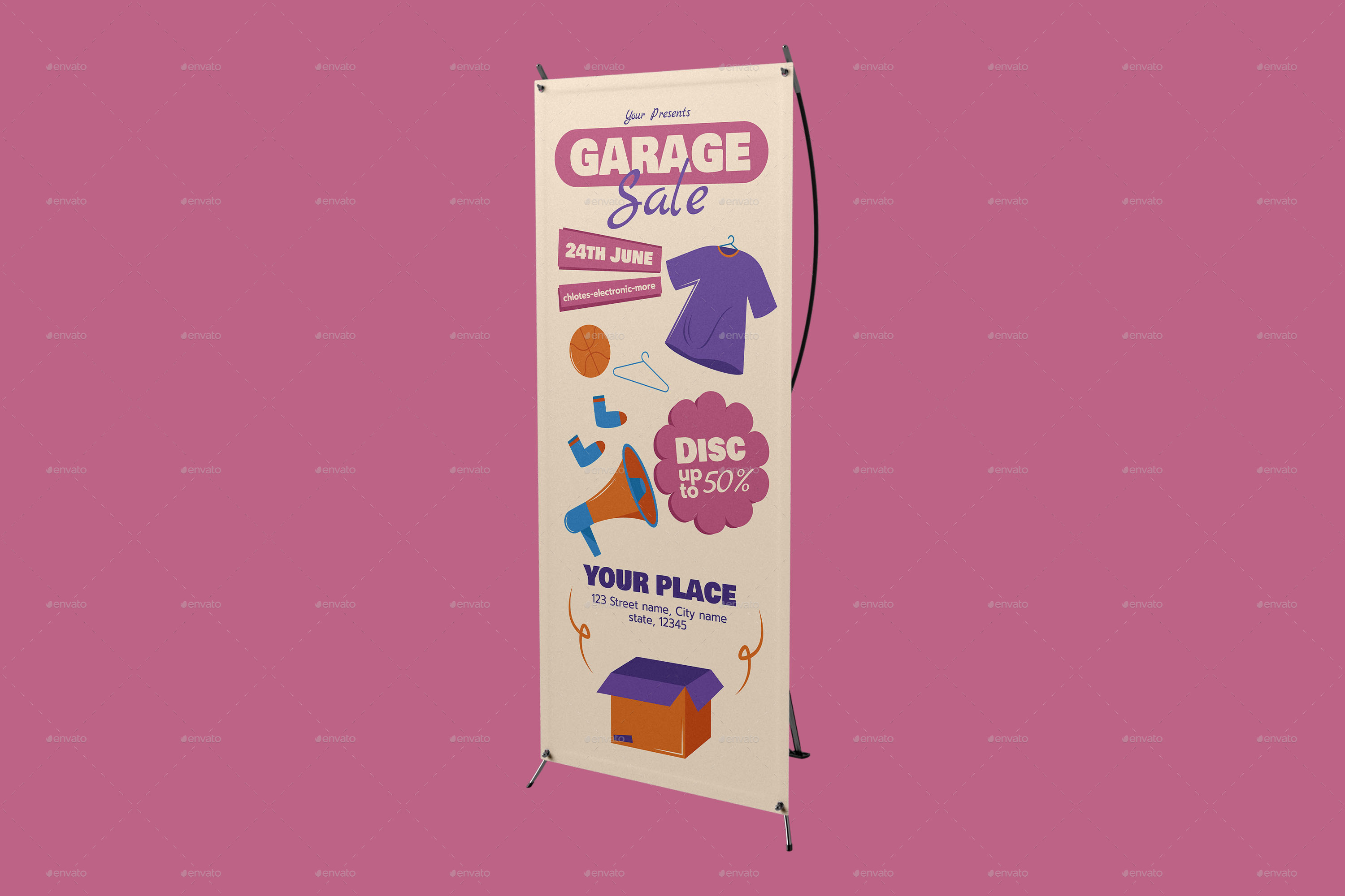 Cream Garage Sale Banner, Print Templates | GraphicRiver