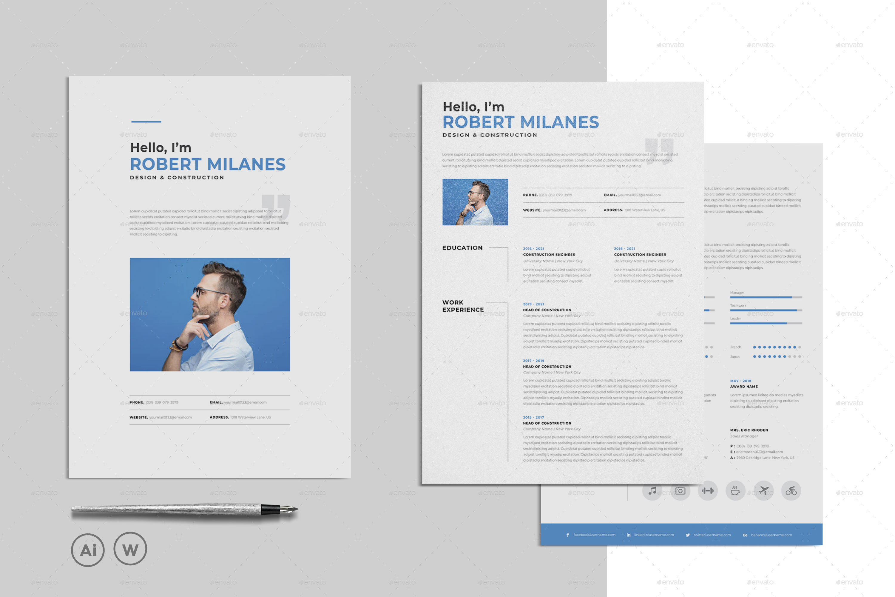 Resume Word Template, Print Templates | GraphicRiver