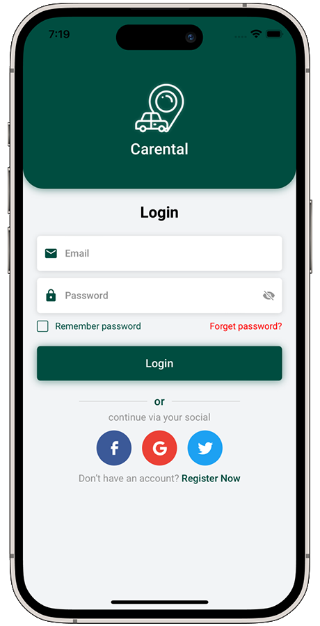 Car Rental App Template in Ionic | CarRental by RenderCodeTechnology
