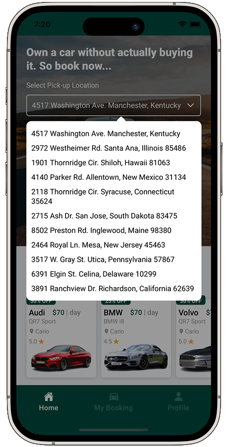 Car Rental App Template in Ionic | CarRental by RenderCodeTechnology