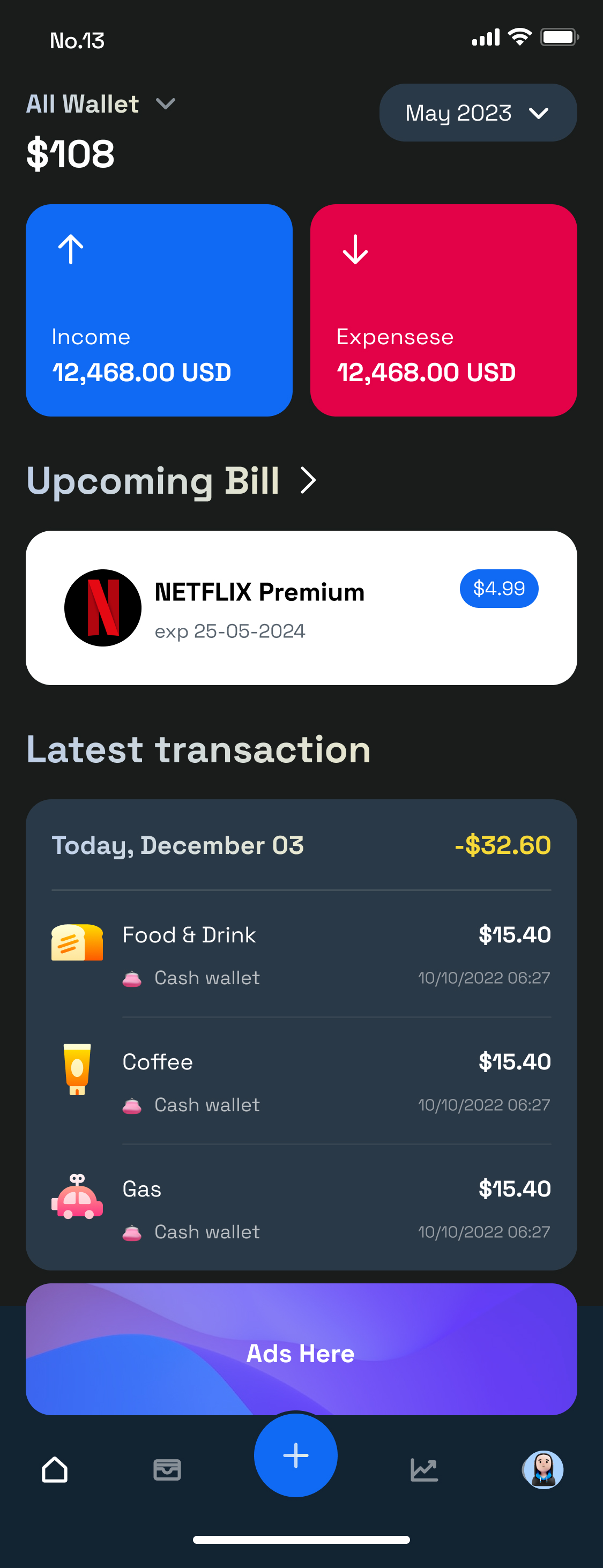 Money Tracking - React Native CLI App Template by thirteendev | CodeCanyon