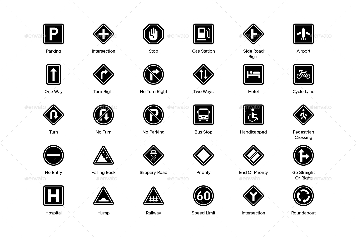 Traffic Sign Icons, Icons | GraphicRiver
