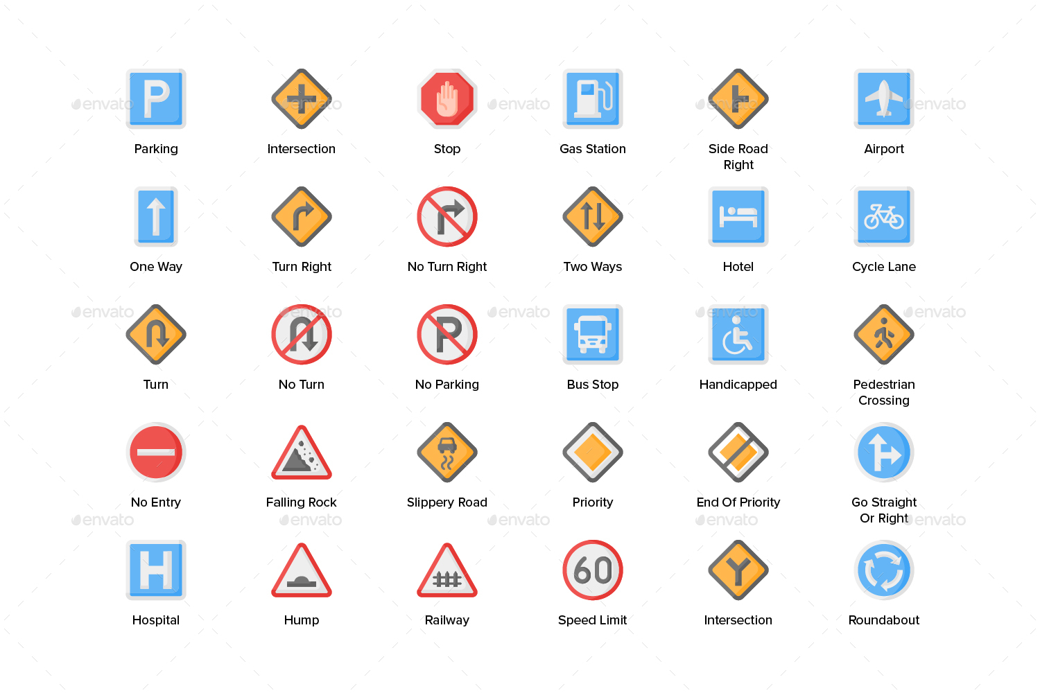 Traffic Sign Icons, Icons | GraphicRiver