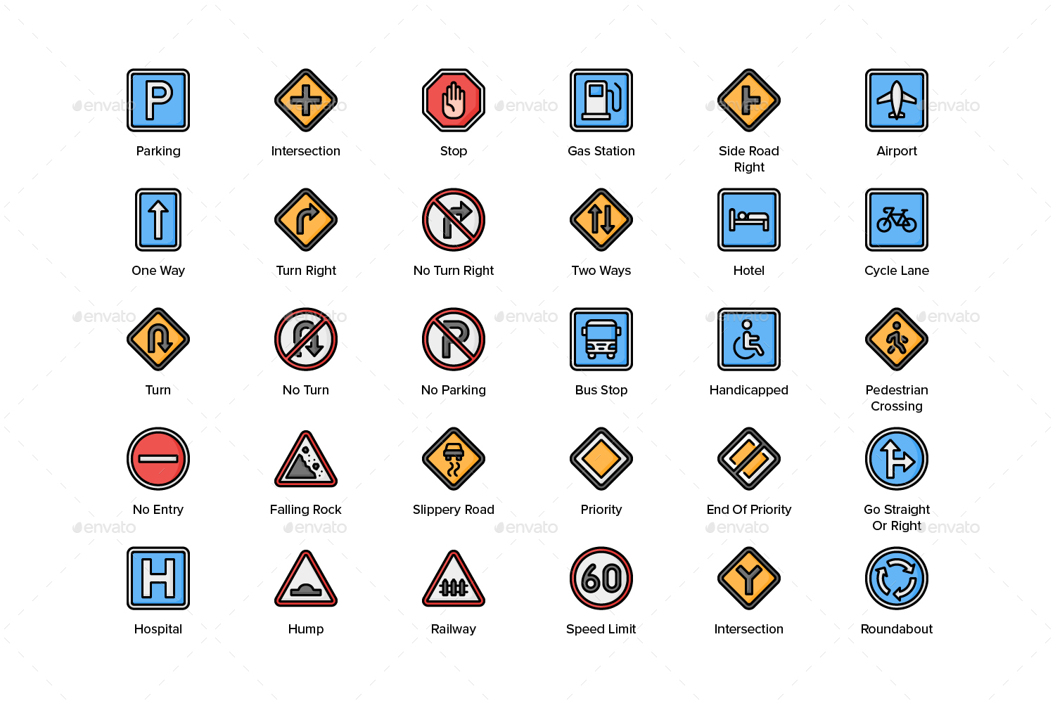 Traffic Sign Icons, Icons | GraphicRiver