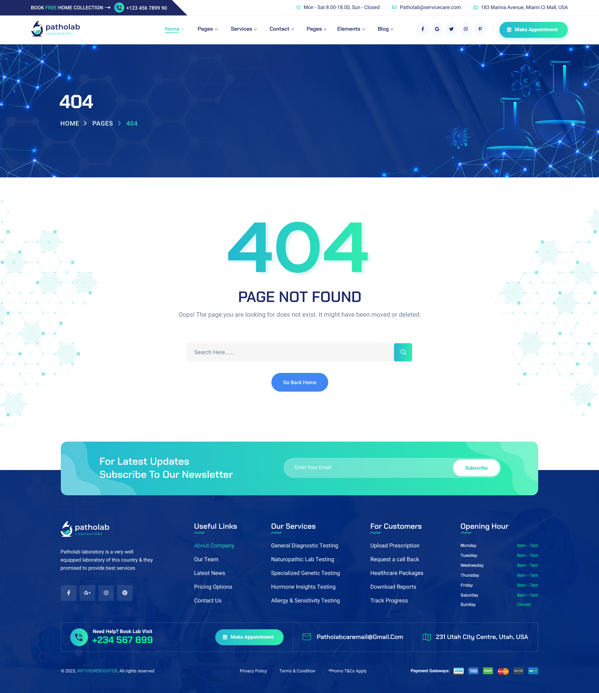 Patholab - Laboratory & Science Research Figma Template by wpthemebooster