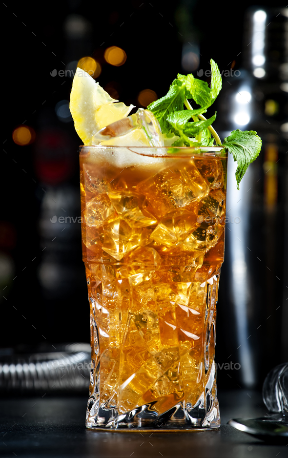 Boston tea alcoholic cocktail drink with rum, gin, vodka, tequila ...