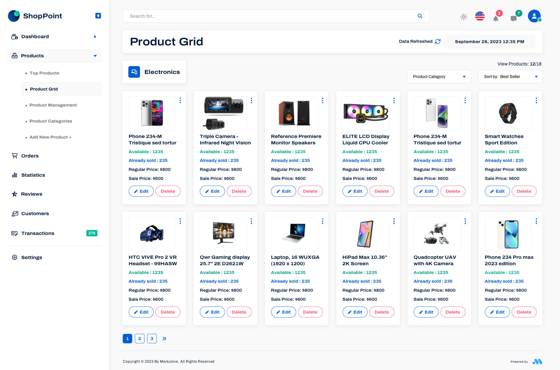ShopPoint - eCommerce Admin Dashboard Template for Photoshop by merkulove