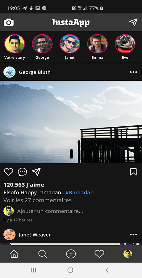 instaApp - instagram clone with stories (react native) by simonstyleur