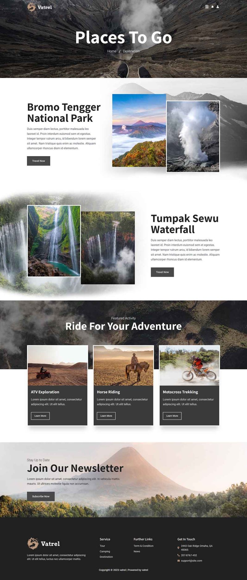 Vatrel - Adventure & Tour Elementor Template Kit by Kitpro | ThemeForest