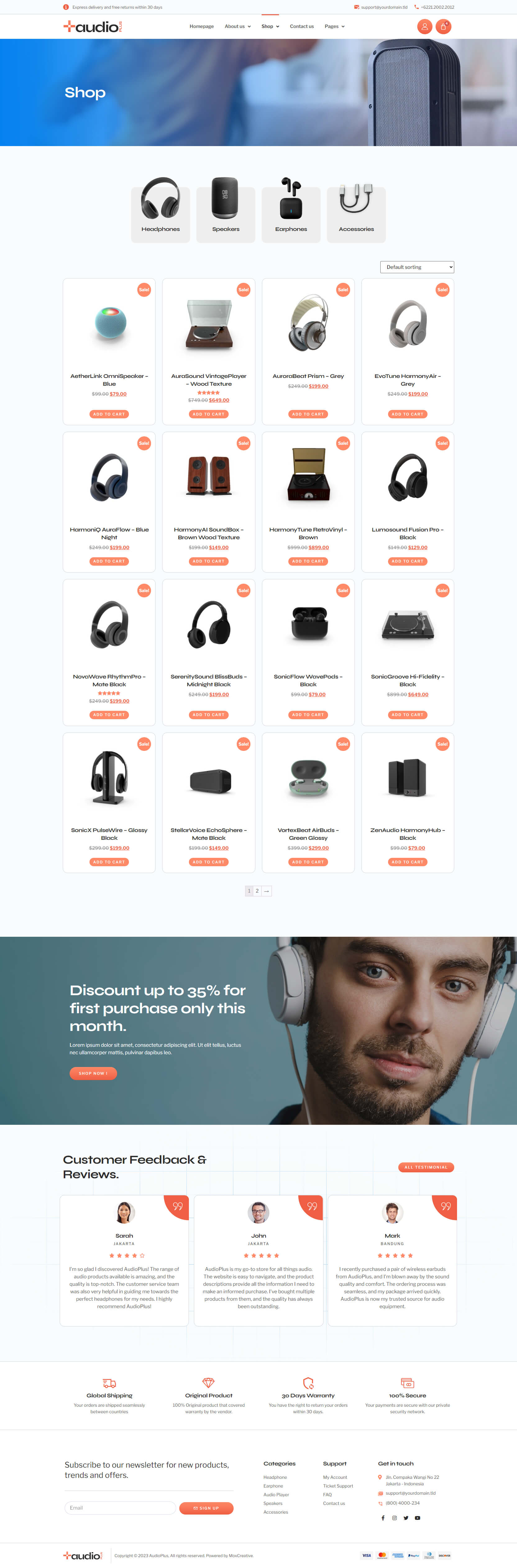 AudioPlus - Audio Store WooCommerce Elementor Template Kit by moxcreative