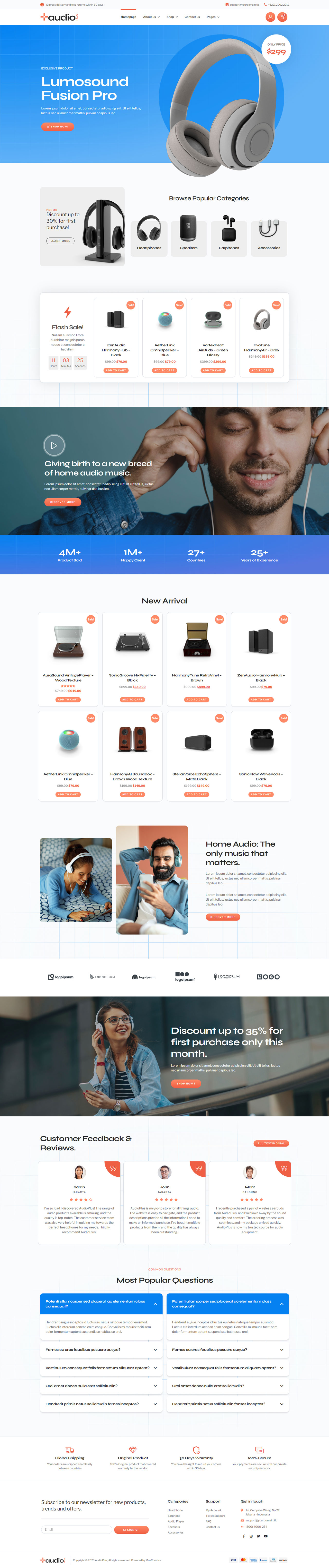 AudioPlus - Audio Store WooCommerce Elementor Template Kit by moxcreative