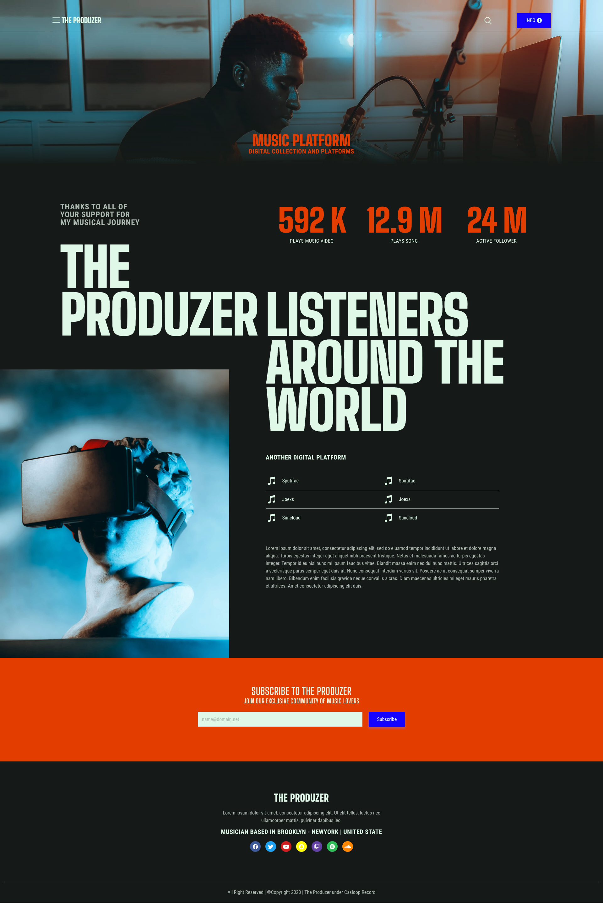 The Produzer - Music & Band Elementor Template Kit by Casloop | ThemeForest