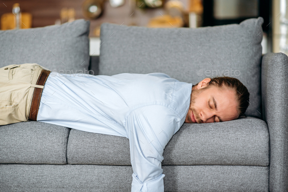 business man caucasian guy tired lying fatigue student Stock Photo by ...