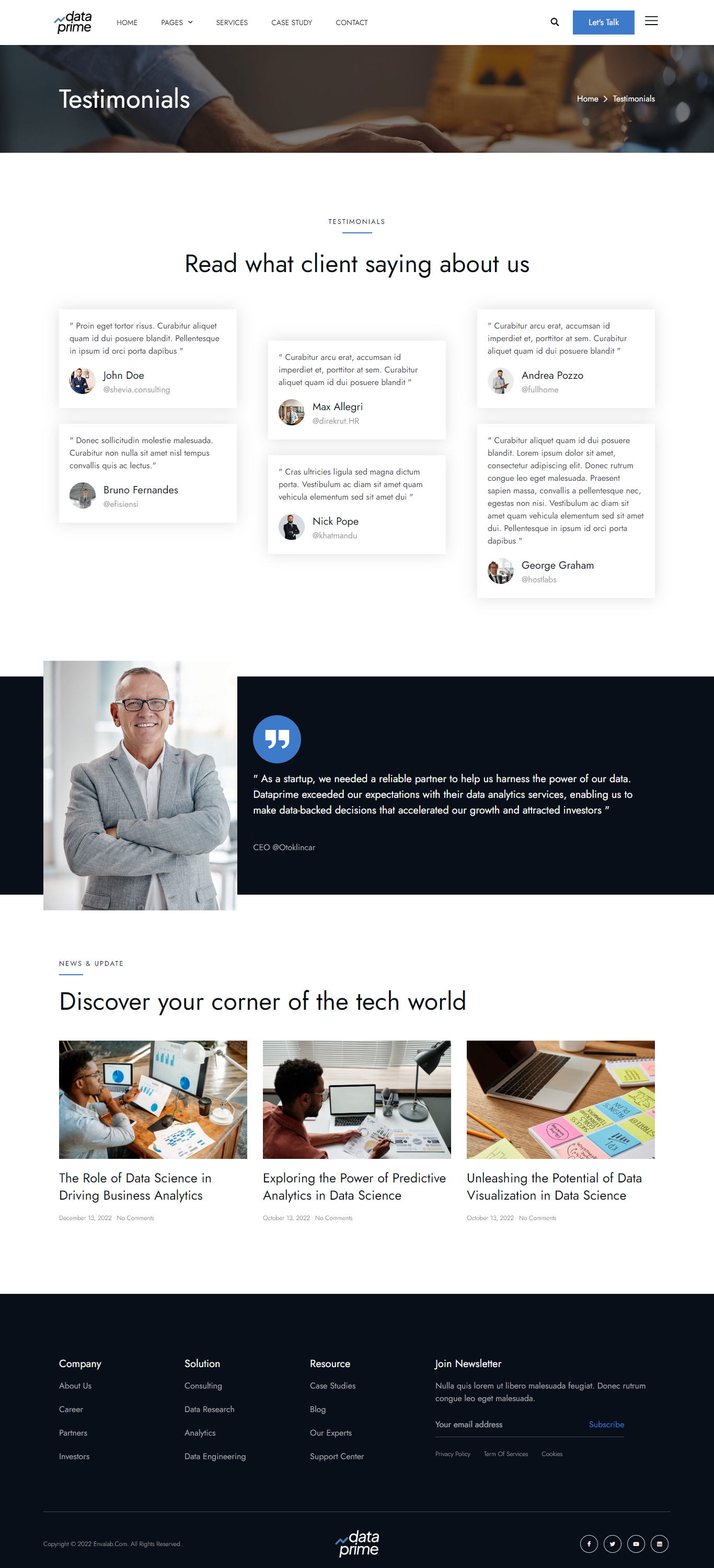 Dataprime Data Analytics Services Elementor Template Kit By Envalab