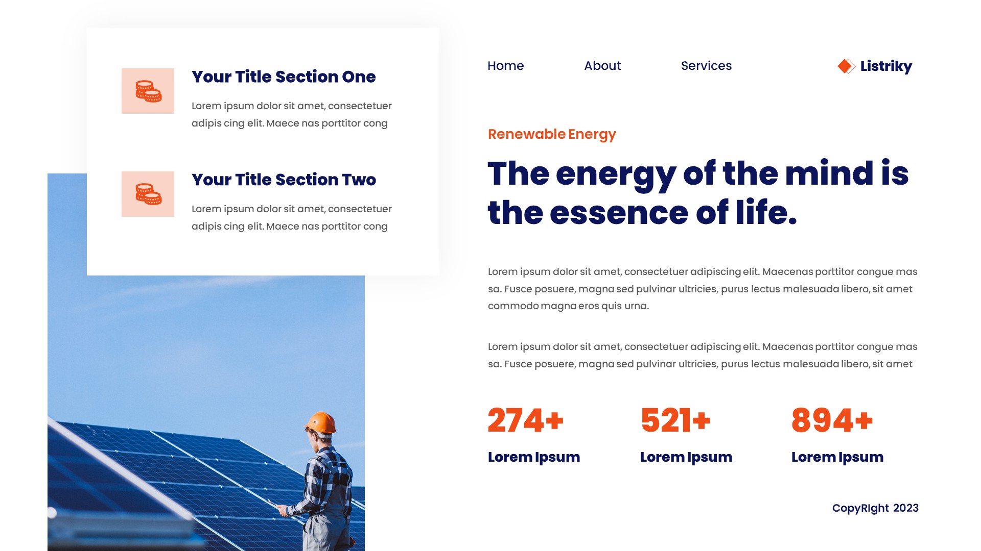 Listriky - Renewable Energy Powerpoint Template, Presentation Templates