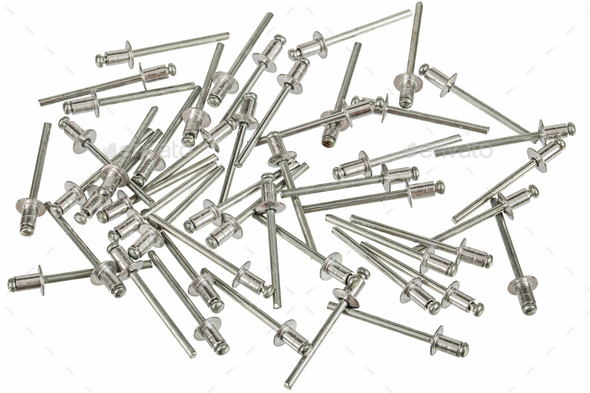 Aluminum rivets for mounting and fastening structural parts isolated on ...