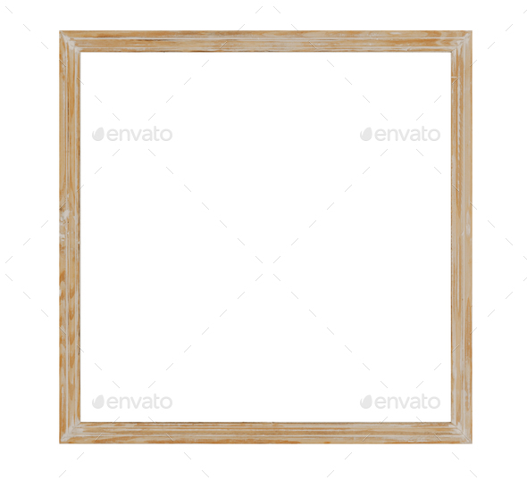 Square wooden picture frame, isolated on white background. Vintage ...