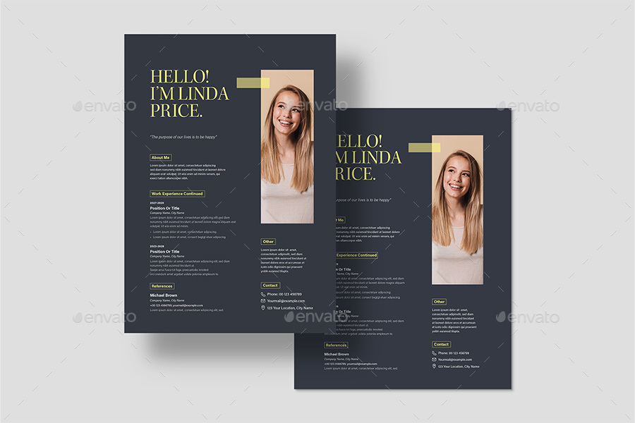 Stylish Resume Template, Print Templates | GraphicRiver