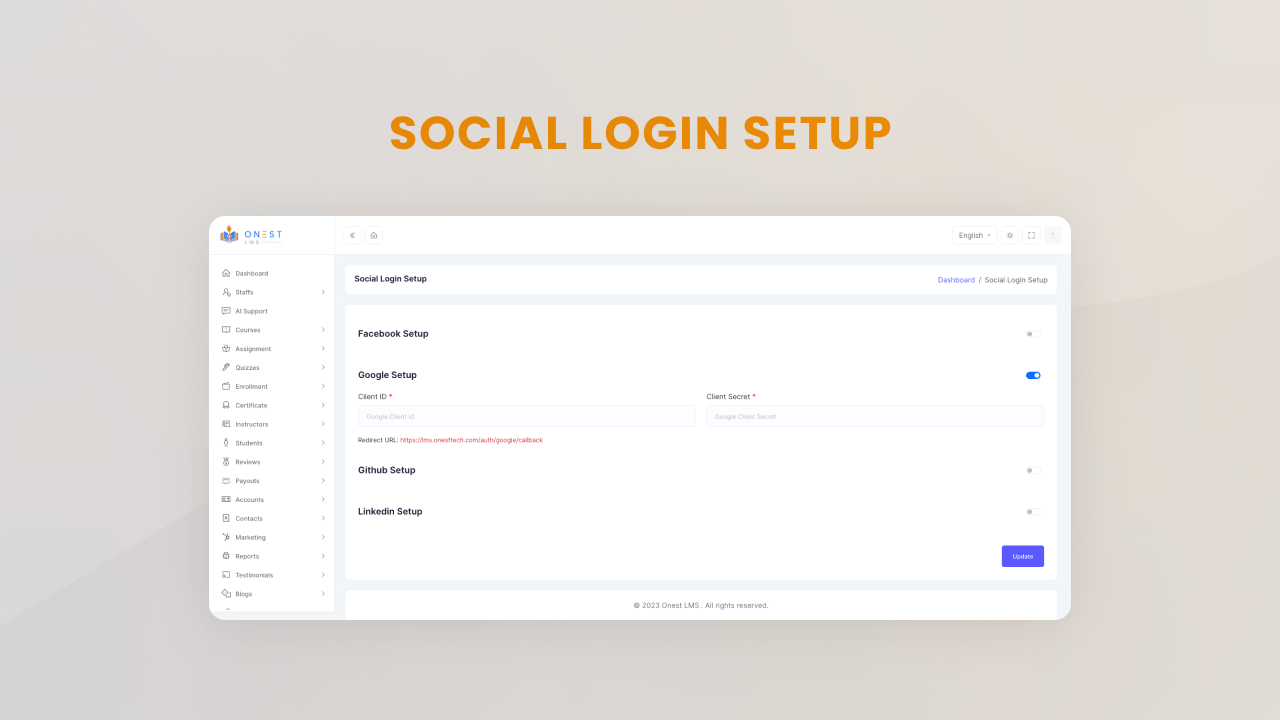 Onest LMS - Social Login Addon - Simplify User Authentication with Social Media Integration by ...