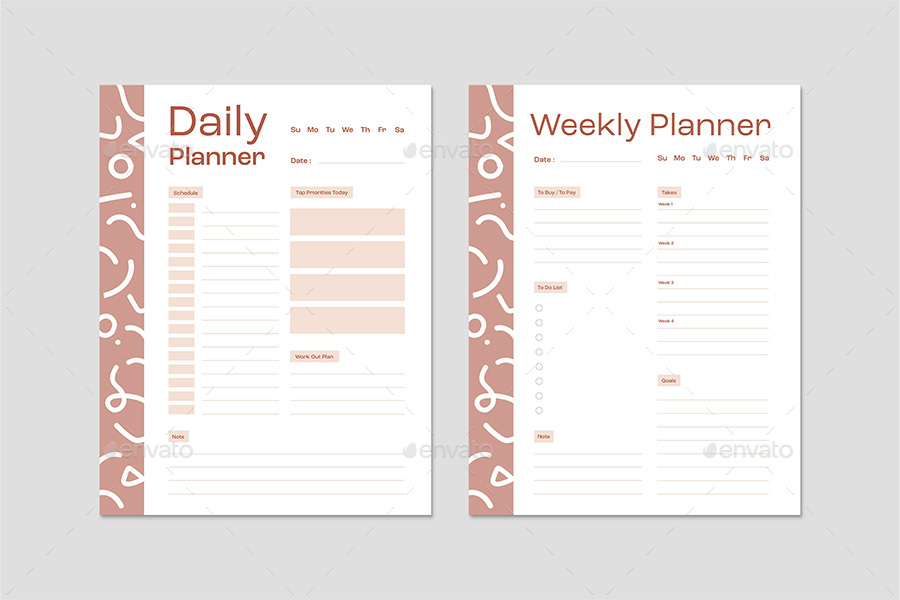 Daily & Weekly Planner Template, Print Templates | GraphicRiver