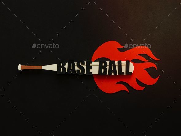 Image of the word 'Baseball' formed on a baseball bat and flames Stock ...
