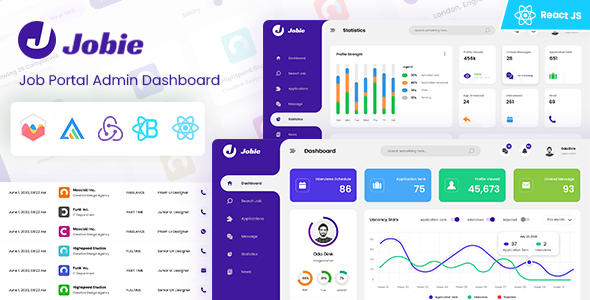 Jobie - Job Portal React Redux Admin Dashboard Template by DexignZone