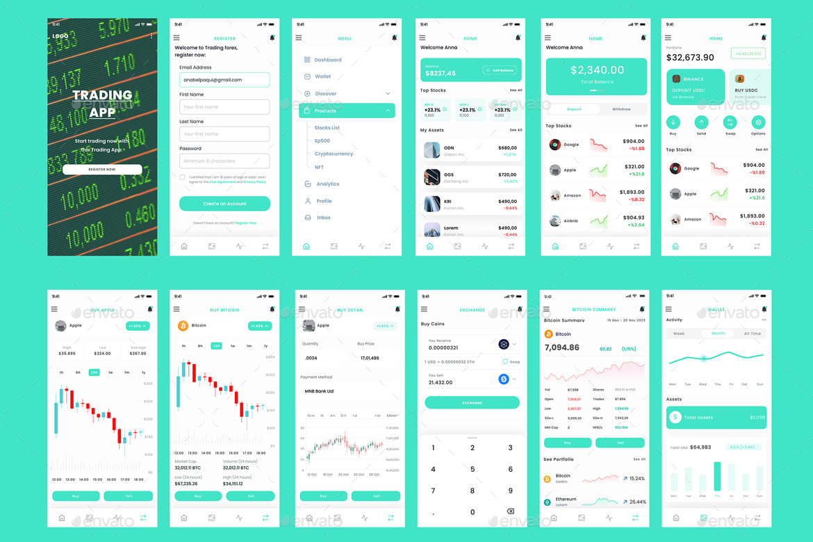 Trading Forex & Stocks, Crypto Trade & Nft App Ui, Web Elements ...