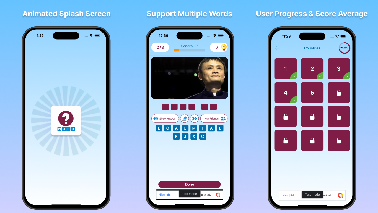 Online Word Quiz + Image Guess + Sound Guess Puzzle Game for iOS by LeenahAlbanna