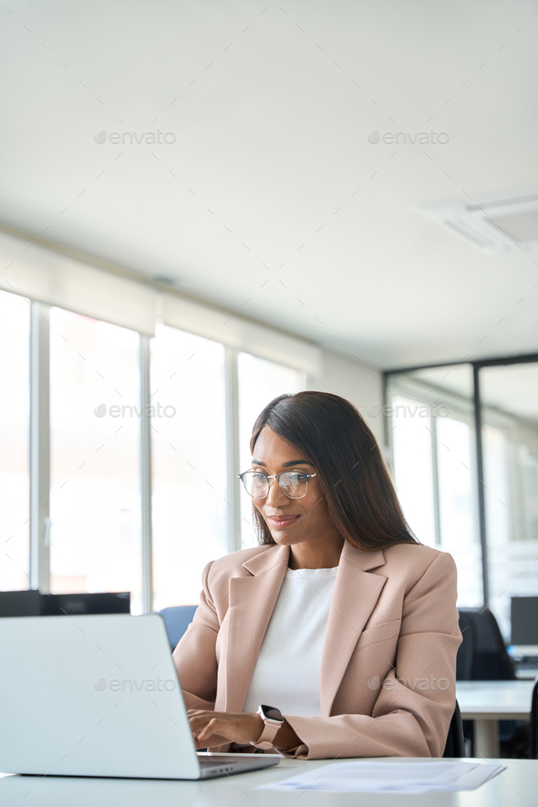 Professional business woman manager working on computer in office ...