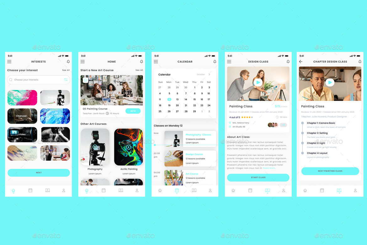 Art Education, Online Learning, Painting Class App Design Template, Web ...