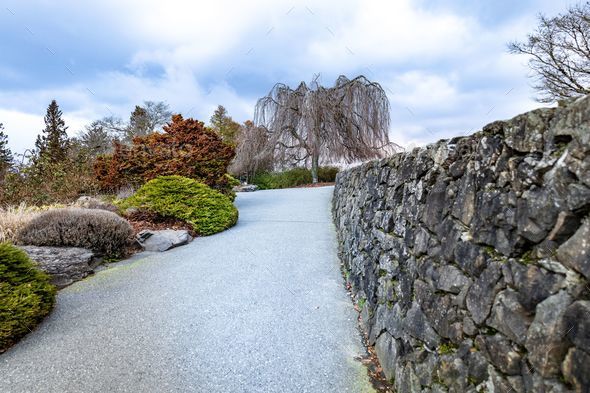 A stone pathway in Queen Elizabeth park in Vancouver, BC Stock Photo by ...
