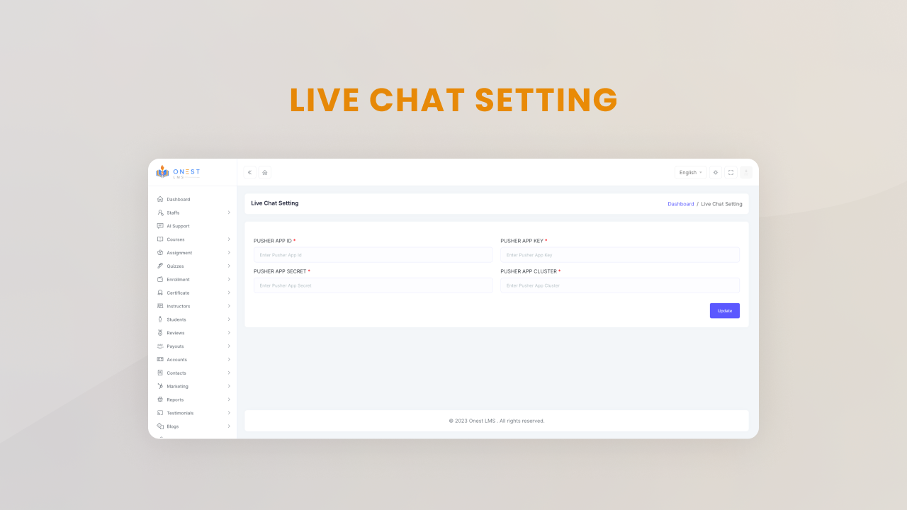 Onest LMS - LiveChat Addon - Real Time Customer Support Integration by onesttech