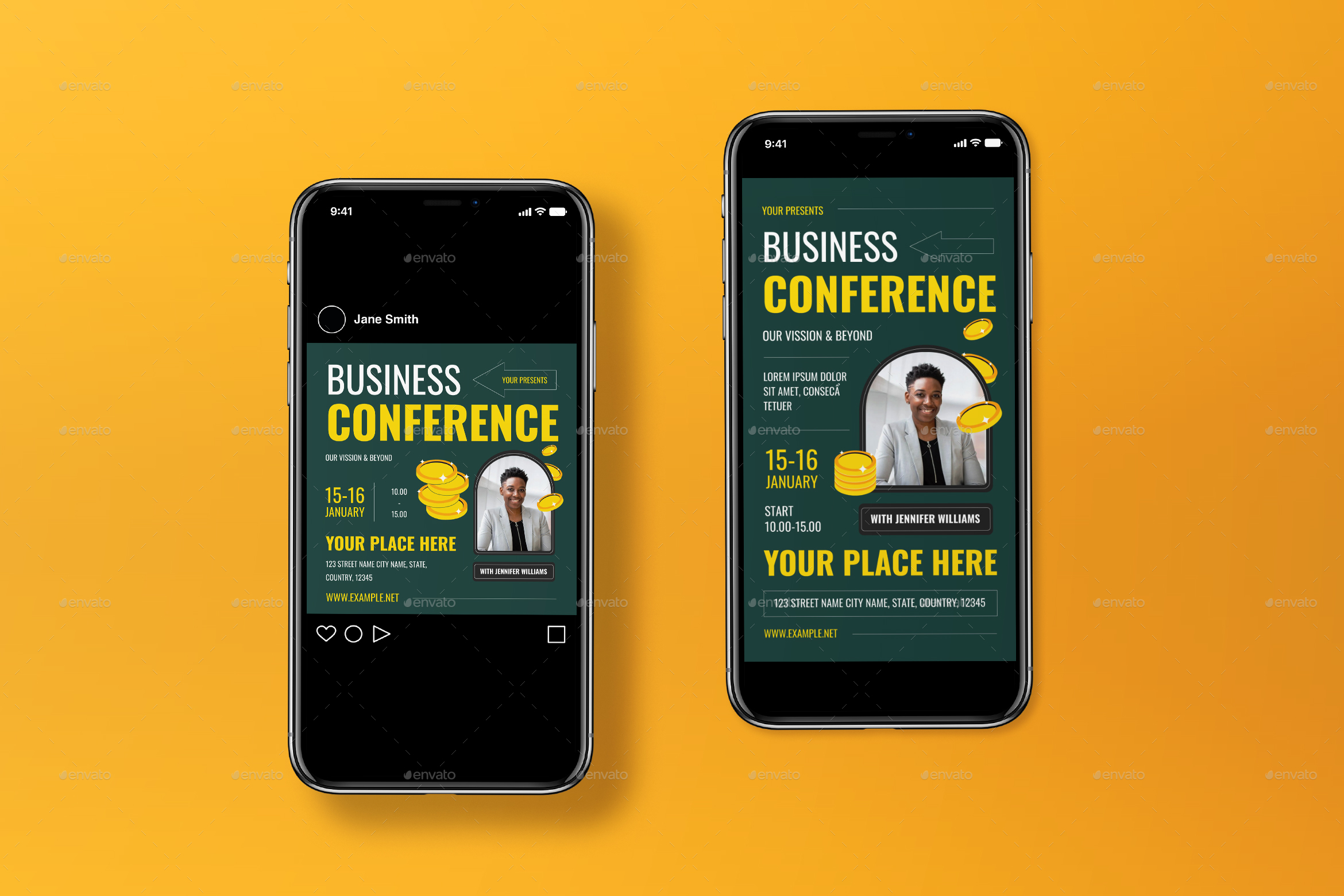 Green Flat Design Business Conference Flyer Set, Print Templates ...