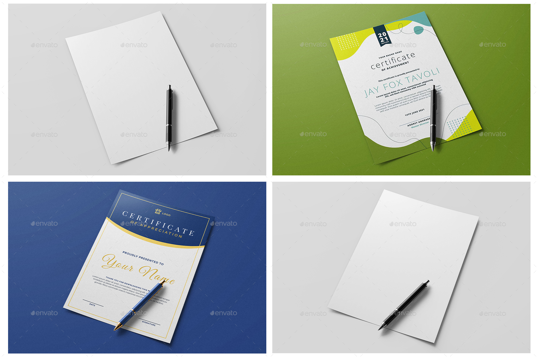 Certificate A4 Paper Portrait PSD Mockup Set, Graphics | GraphicRiver
