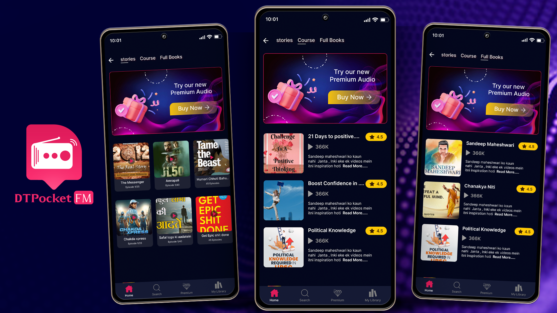 DTPocketFM - Music Streaming - Podcast - Audio books - Stories Flutter App -Android - iOS admin ...