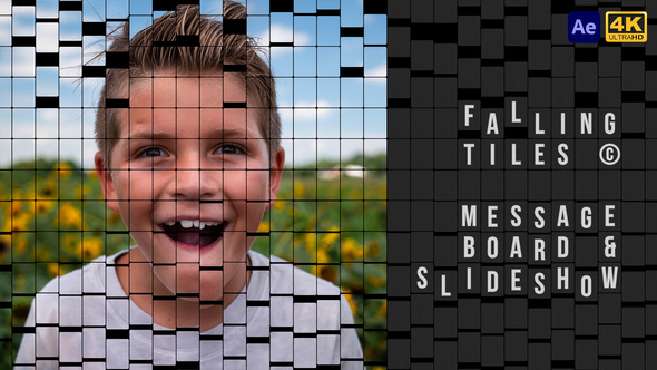 Falling Tiles: Message Board & Slideshow, After Effects Project Files