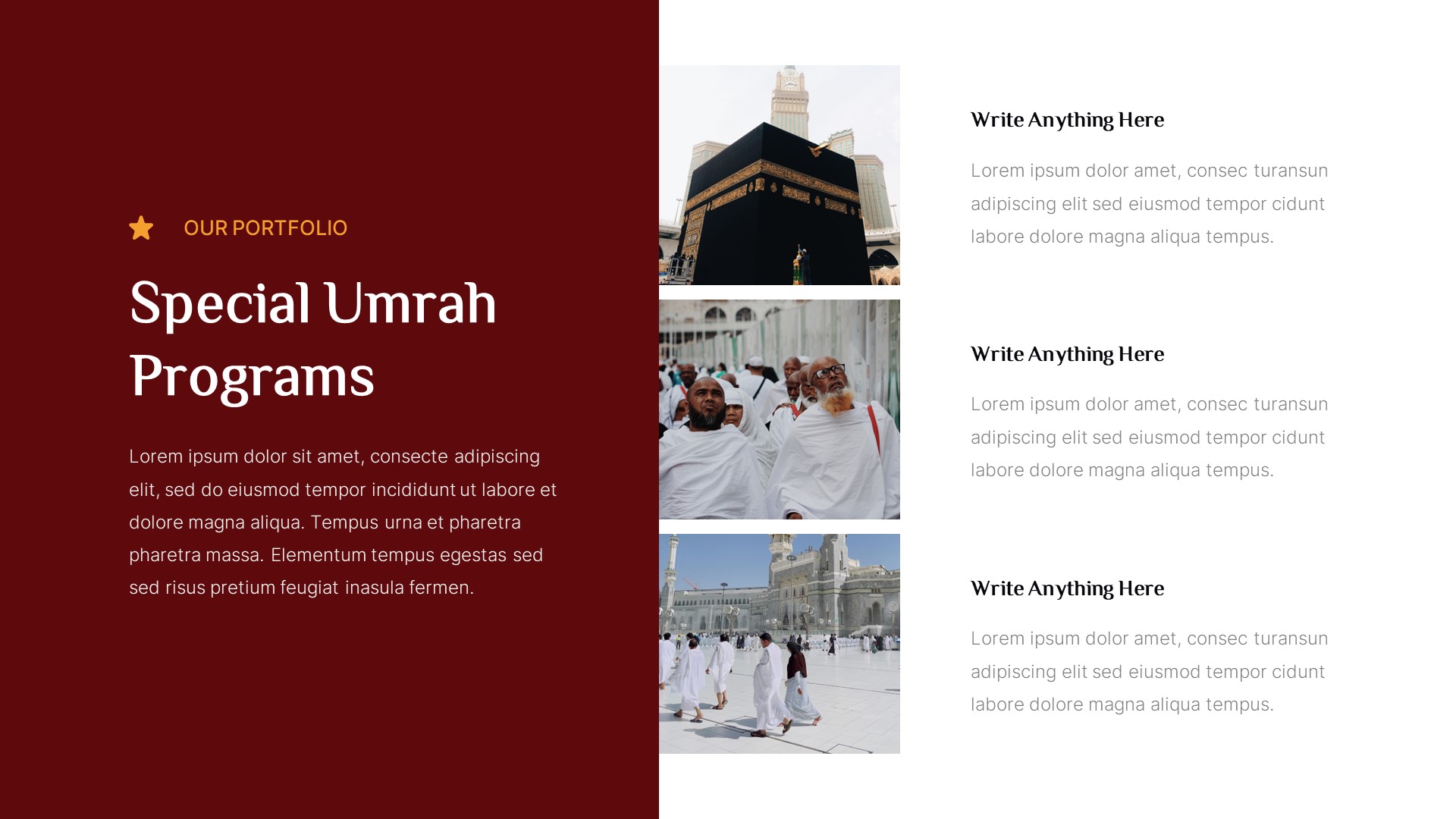Hajjah - Umrah & Hajj Tour Google Slides Template, Presentation Templates
