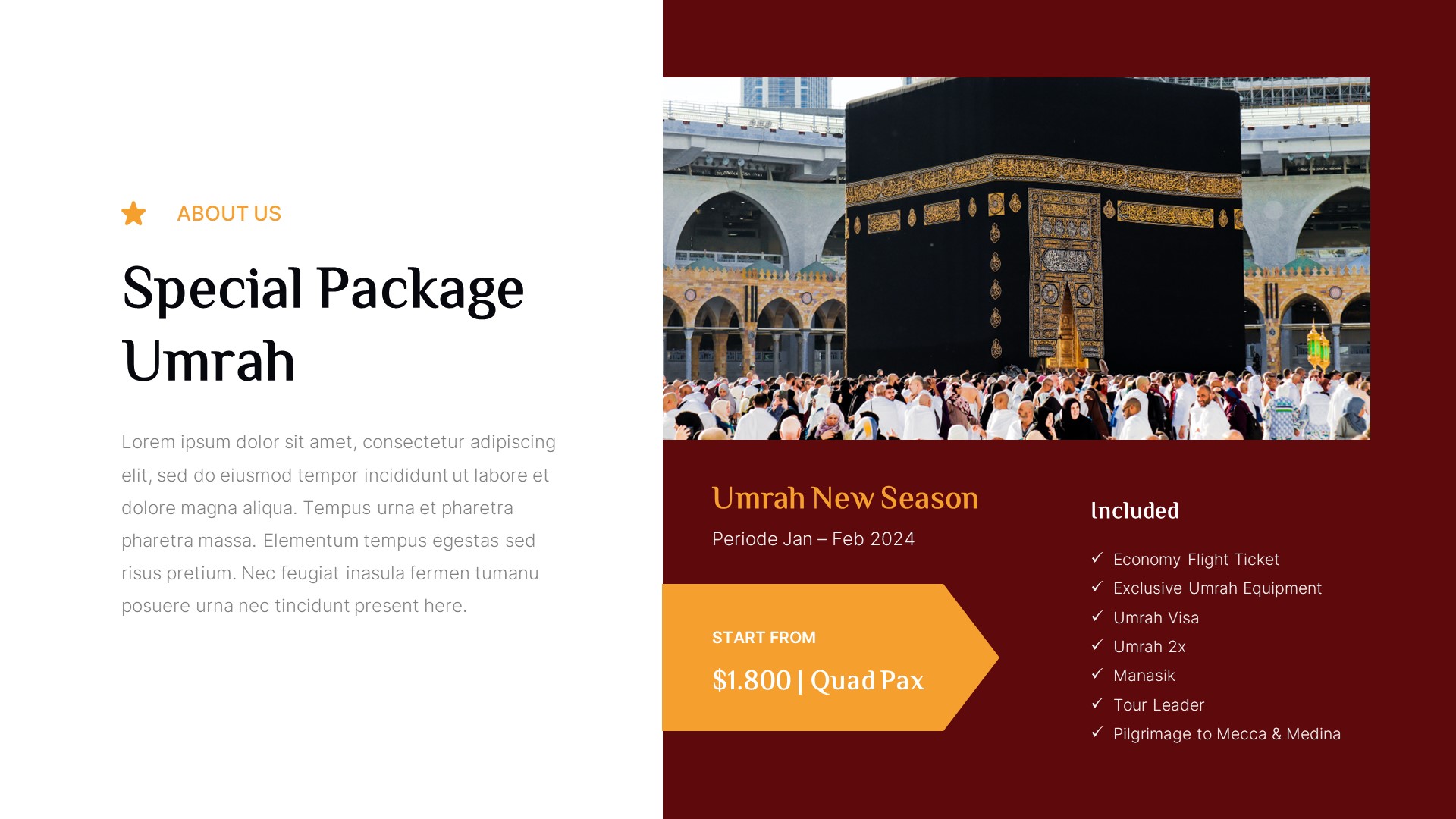 Hajjah - Umrah & Hajj Tour Google Slides Template, Presentation Templates