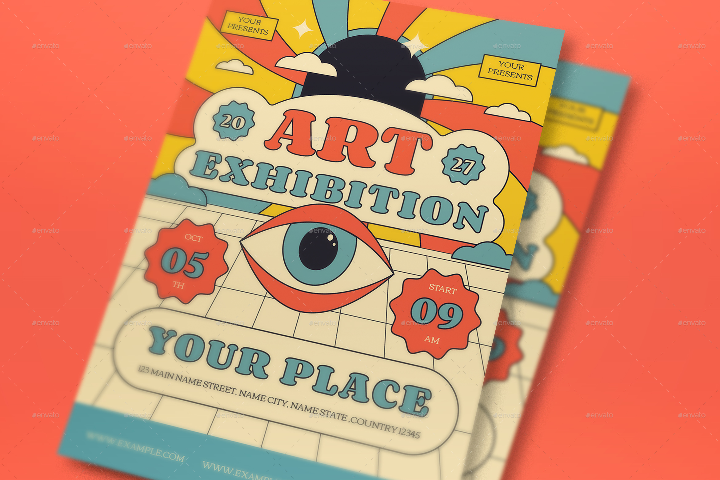 Cream Psychedelic Art Exhibition Flyer Set, Print Templates | GraphicRiver