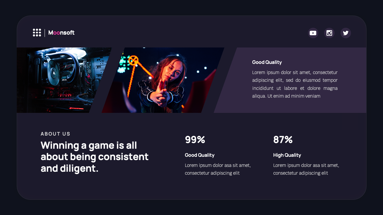 Moonsoft - Gaming Studio Google Slides Template, Presentation Templates