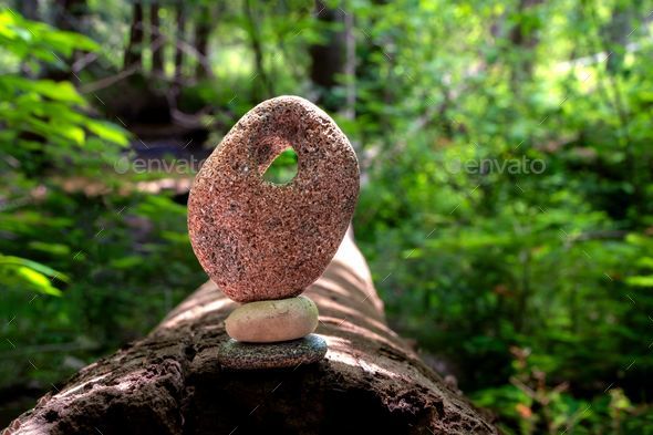 Balanced rock structure composed of multiple rocks in the shape of a ...
