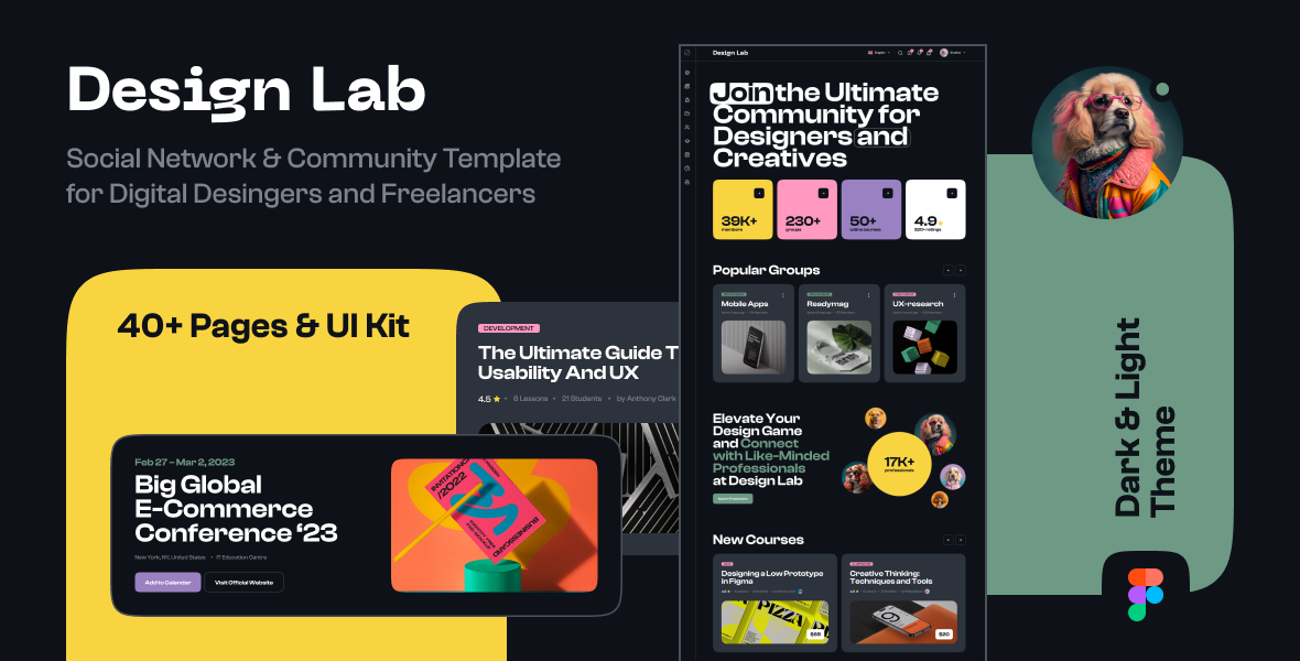 Design Lab - Social Network & Community Figma Template by Templines