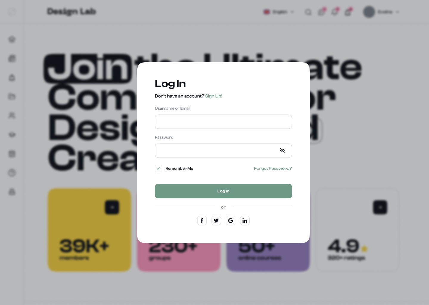 Design Lab - Social Network & Community Figma Template by Templines