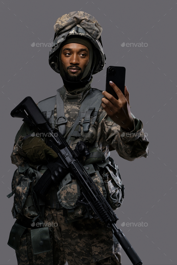 Dark skinned soldier in NATO uniform Stock Photo by fxquadro | PhotoDune